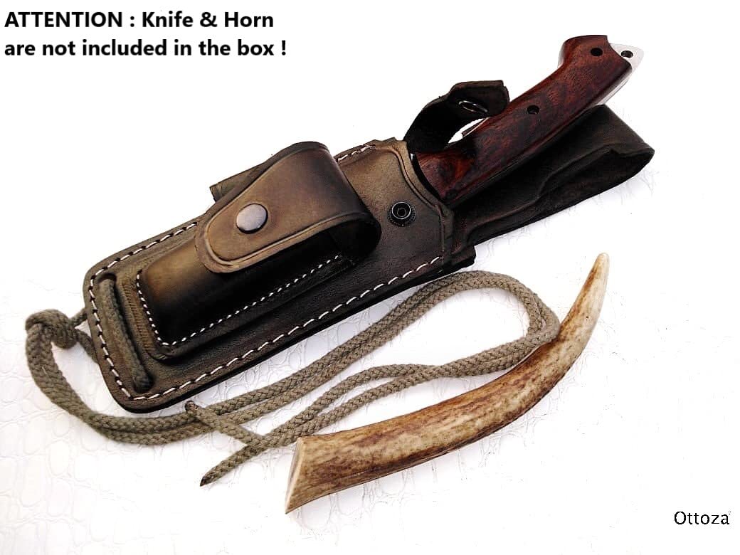 Ottoza Handmade Leather Knife Sheath SIDE DRAW Knife Sheath - Bushcraft Knife Sheath - Hunting Knife Sheath - Survival Knife Sheath - Vertical Knife Sheath Dark Brown TOP GRAIN LEATHER No:207