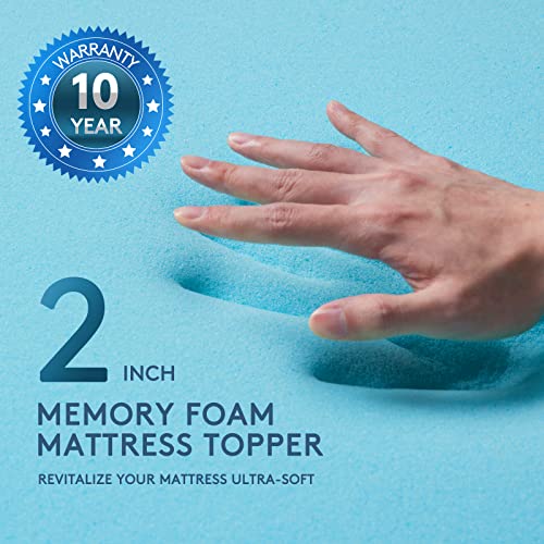 MASVIS Dual Layer 4 Inch Memory Foam Mattress Topper California King Size, Medium Support, 2 Inch Cooling Gel Memory Foam & 2 Inch Viscose Made from Bamboo Pillow Top Cover for Back Pain, Breathable