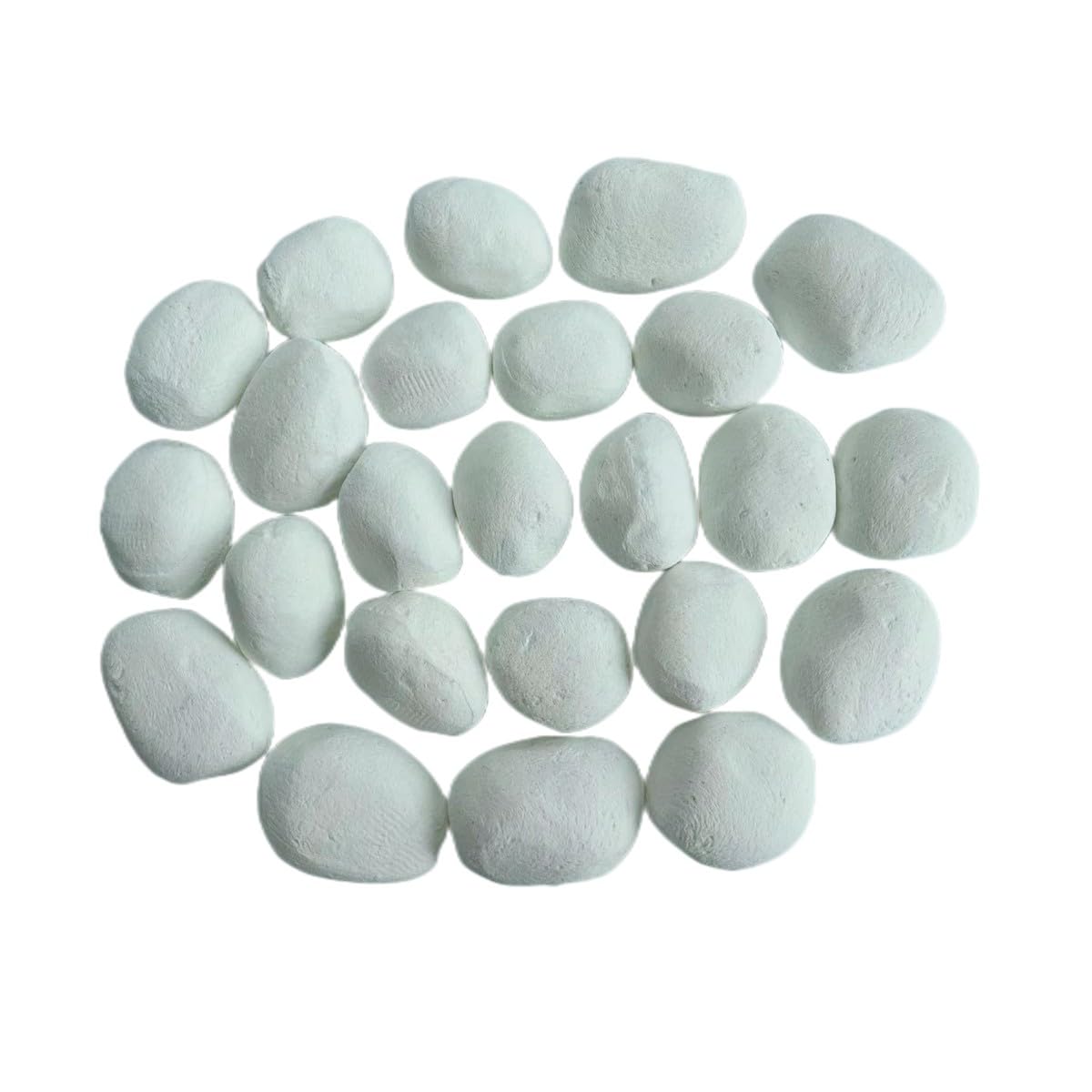 Gas Logs Ceramic Pebbles,24PCS Gas Fireplace Logs,Inside Fireplace Accessories,Ceramic Wood Logs for Gas Logs,Propane Fire Pit (White)