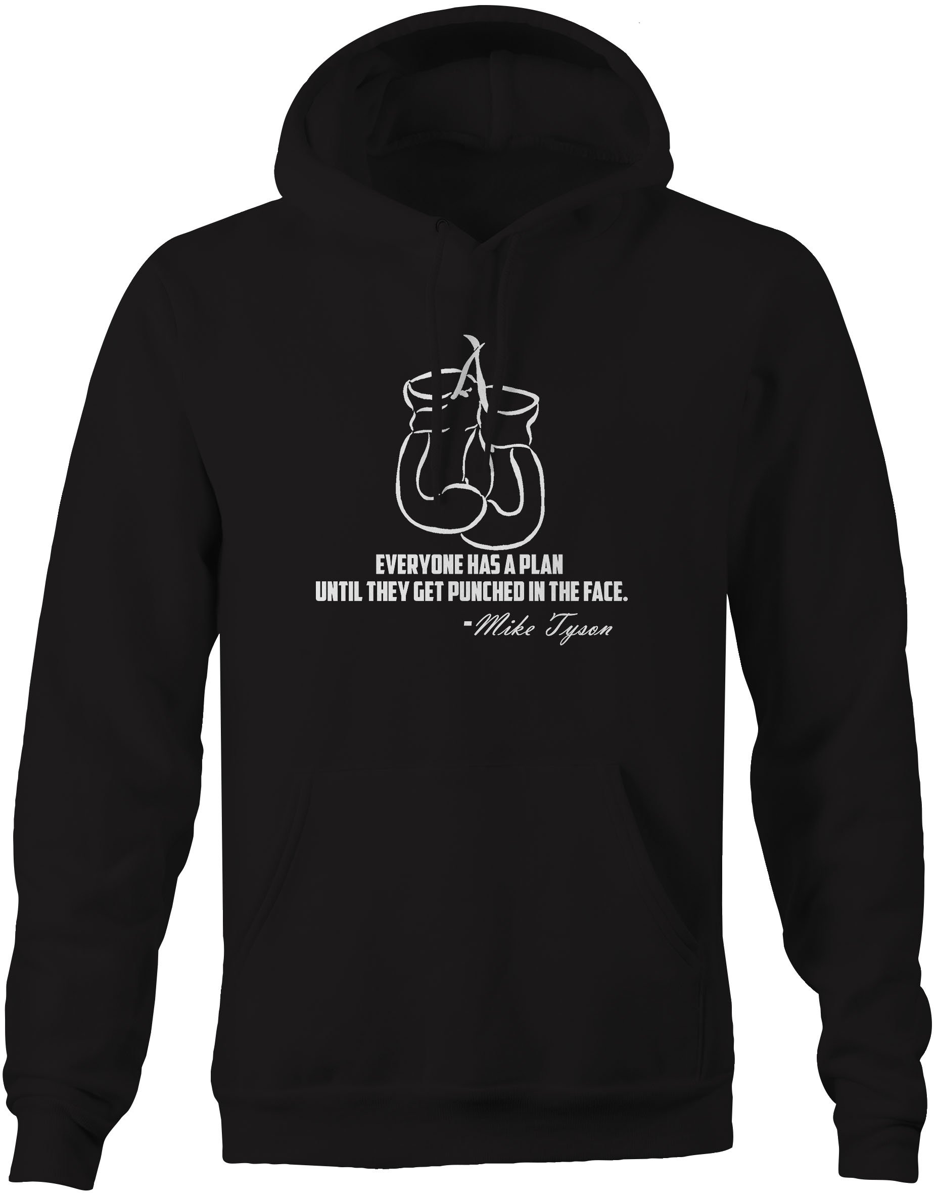 Falcon Apparel Mike Tyson Boxing Gloves Quote Punched in The Face Mens Sweatshirt - XLarge Black