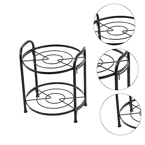 YARNOW Pan Storage Rack 1 PC Pot Rack Pan Holder Rack Cookware Stand Pot Storage Holder Simple Pan Rack Two-layer Pot Shelf Iron Household Food Black Pan Storage Rack Kitchen Utensil