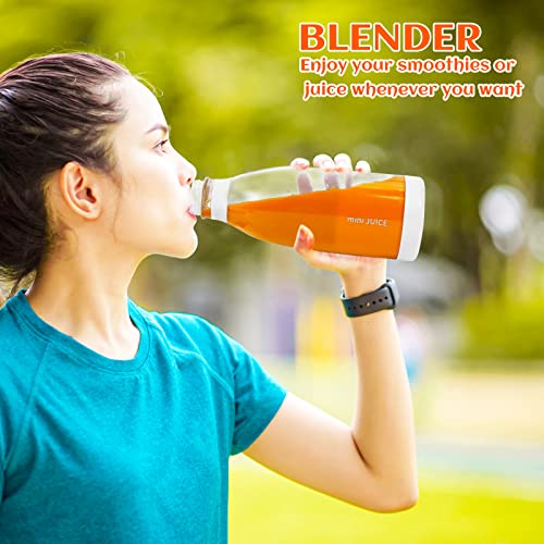 Portable Blender, One-handed Drinking Travel Bottle for Shakes and Smoothies, 8 Blade Portable Juicer,14 oz with Rechargeable USB personal size blenders