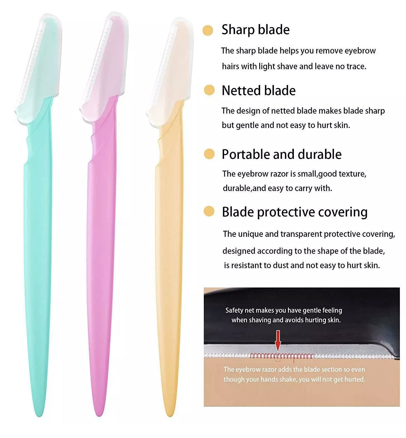HEETLY Exfoliating Dermaplaning Tool, Eyebrow Razor, Facial Dermaplane Razors Shaver with Precision Cover for Women and Men Pack of 3