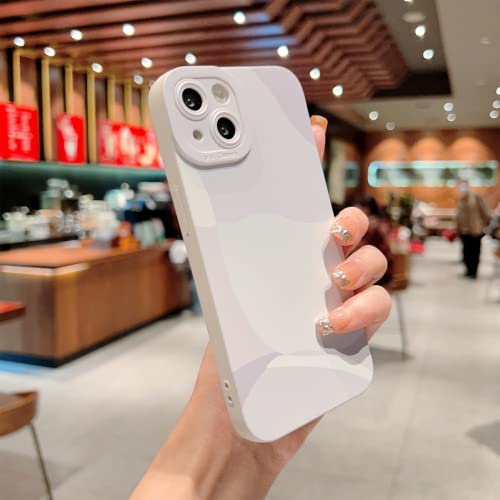YKCZL Compatible with iPhone 13 Case 6.1 Inch, Cute Painted Art Full Camera Lens Protective Slim Soft Shockproof Phone Case for Women Girl-White