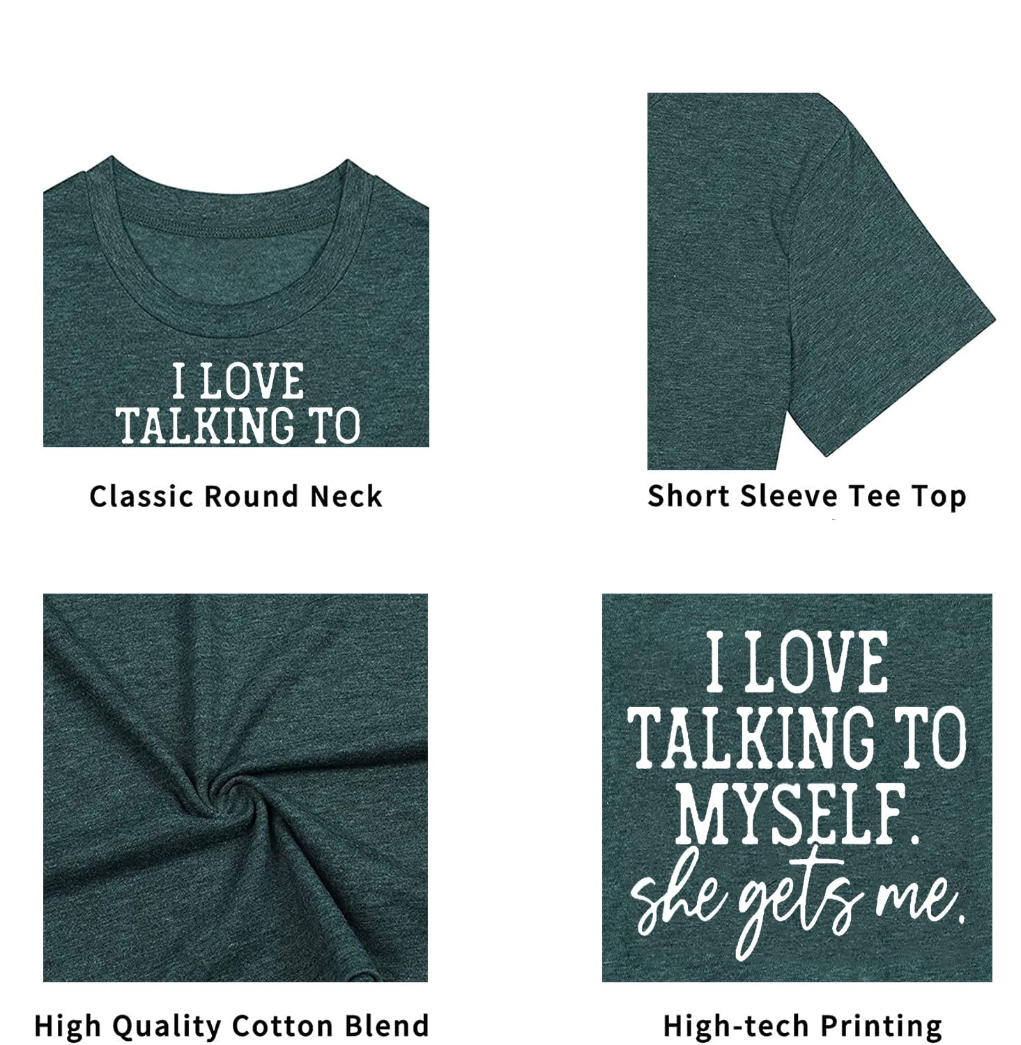 Graphic T-Shirts for Women Cute Simple Sayings Funny Sarcastic Graphic Letter Print Shirts Athletic Short Sleeve Tee-XL (Green)