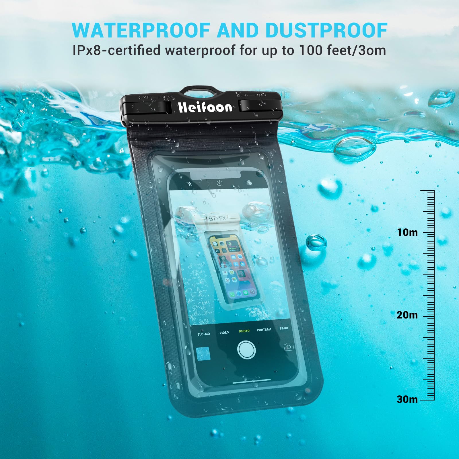 Heifoon Universal Waterproof Phone Pouch Cellphone Dry Bag Case with Lanyard for iPhone 15 14 13 12 Pro Max Xs Max XR X 8 7 6S Plus SE, Galaxy S22 S21 S20 S10 up to 7.0ββ