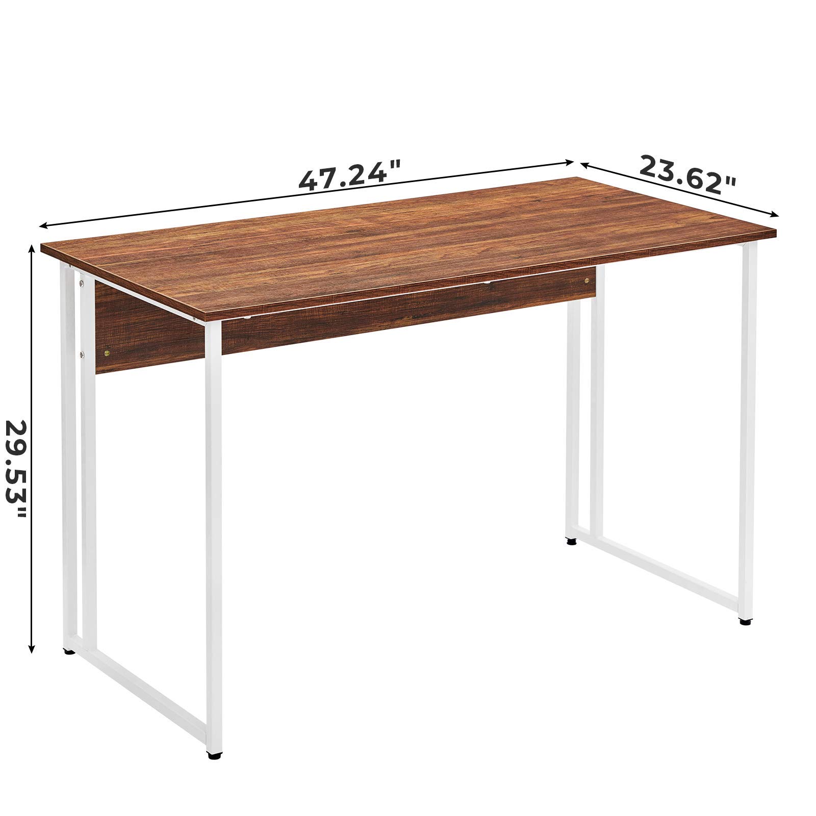 GreenForest 47" Computer Writing Desk, Small Study Desk for Small Spaces, Modern Simple Home Office Working Table for Bedroom and Domitory,with White Metal Legs, Walnut