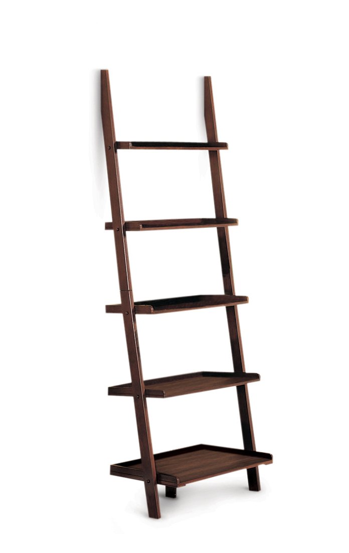 POUNDEX 5-Tier Leaning Wall Shelf, Cappuccino