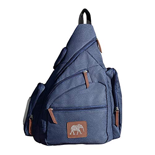 Diaper Bag, Shoulder Sling Backpack, Crossbody, Small to Medium, Unisex, Navy, with changing pad/mat, wipes dispenser and insulated milk bottle compartment