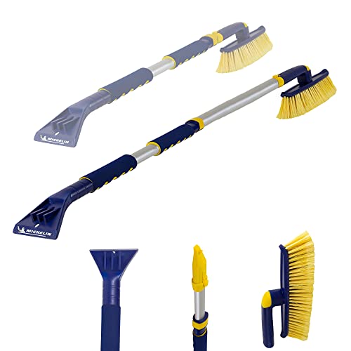 MICHELIN Hybrid Extendable 34-50β Snow Brush for Trucks, Ergonomic Multi-Tool, Detachable Swivel Head, Ice Scraper, Ice Pick, Non-Slip Foam Grip, Auto Window Snowbrush, Windshield Broom for Car, SUV