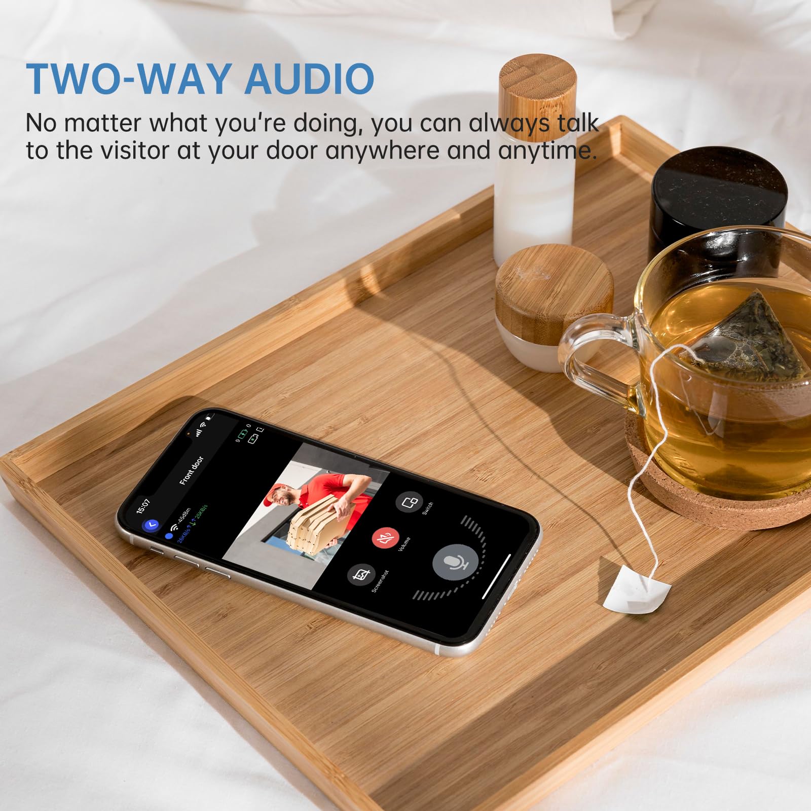 Hombasing Doorbell Camera, Video Doorbell with Chime, Night Vision, Cloud Storage, 1080P HD, 2-Way Audio, Rechargeable Battery, Cloud Storage