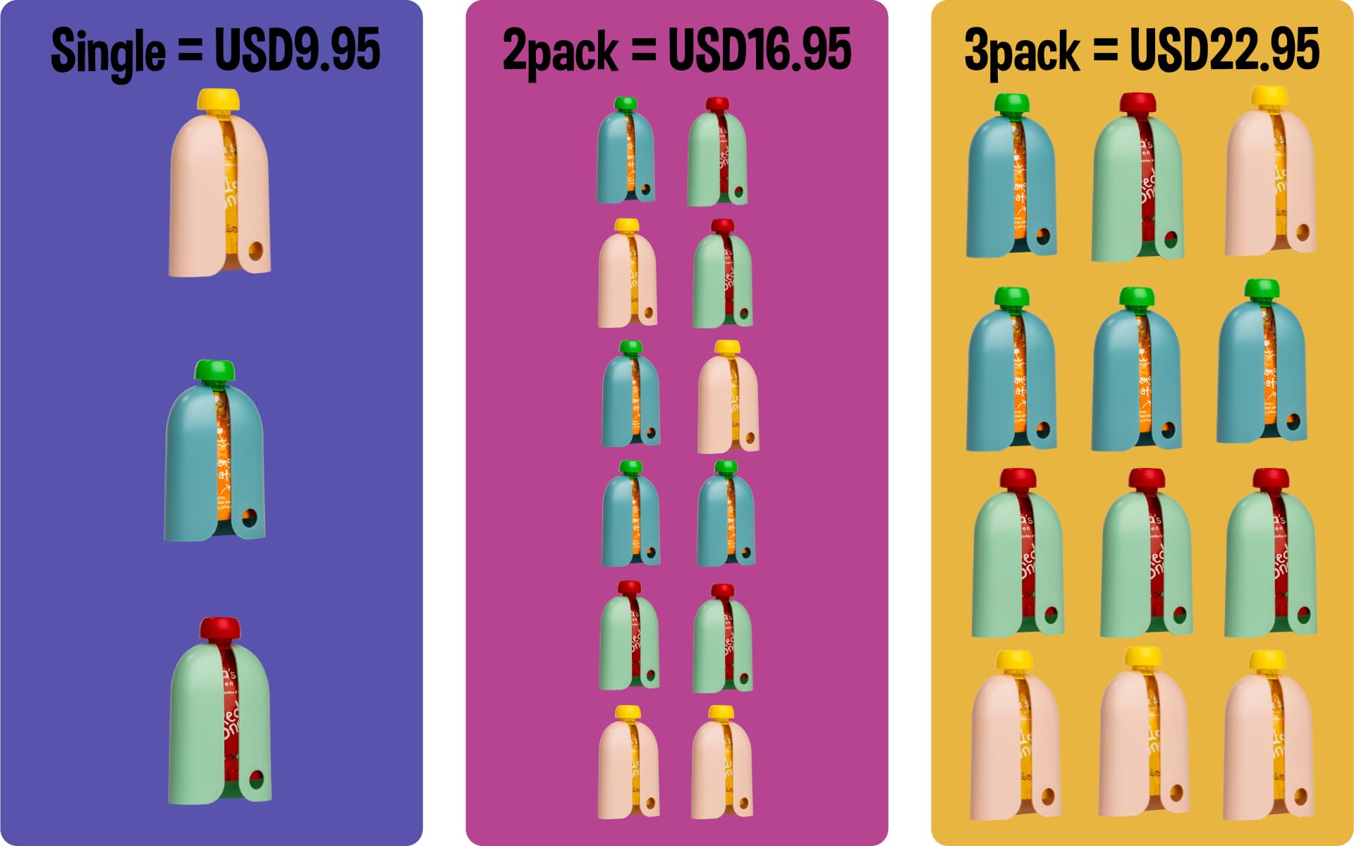 HÅLLIS The Swedish Squeeze Pouch Holder - The Baby Product You Didn't Know You were Missing - Enjoy a Snack on The go - No More Messy Clean-ups - Fits Most Squeeze Pouches - Twin & Tripple Pack Also