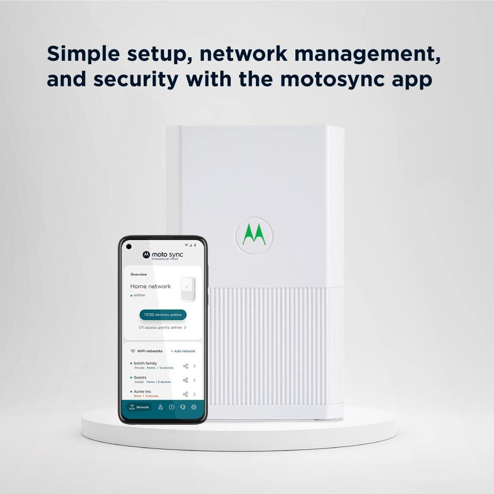 Motorola MH7023 Mesh (3 Pack) + MB8611 Cable Modem - Approved for Comcast Xfinity, Cox Gigablast, Spectrum | for Cable Plans up to 2500 Mbps | Tri-Band | AC2200 WiFi Speed | DOCSIS 3.1