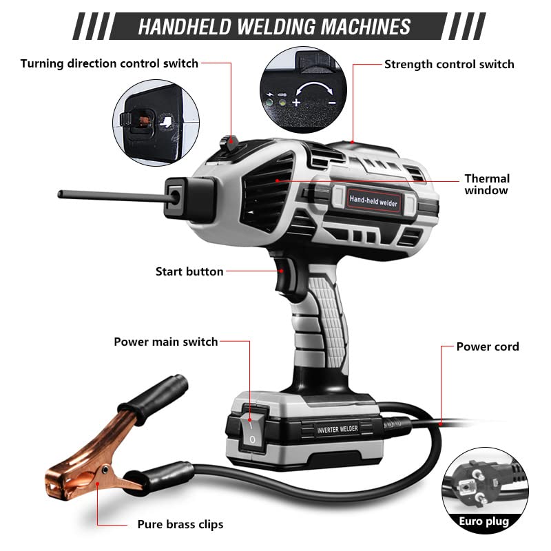 KERUIDEER Portable Welding Machine 110v welding machine small copper electrodes for spot welding machine 4 in 1 welding machine(Grey)