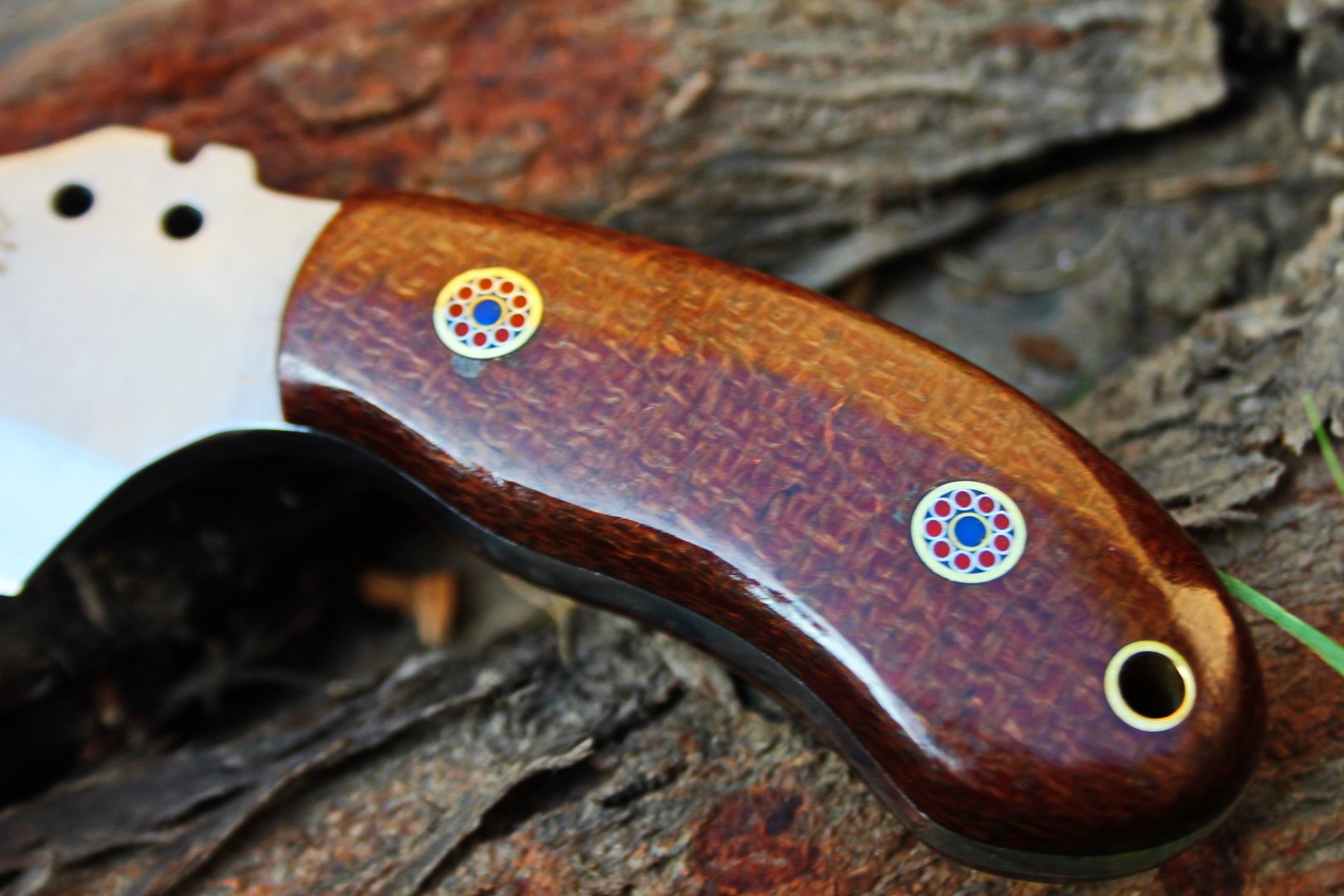 DKC Knives (5 6/18) DKC-89-CS Vortex Fixed Hunting Skinner Knife Carbon Steel Mahogany Micarta 6" Long, 3" Blade 6.7oz
