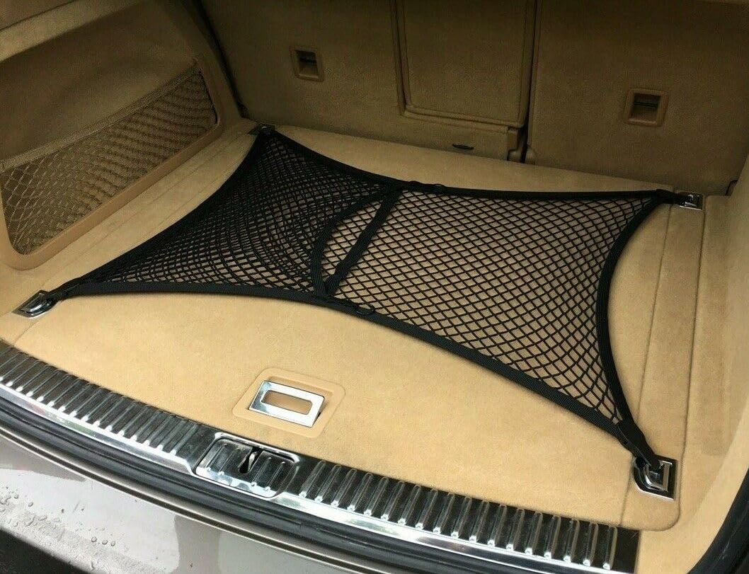 EACCESSORIES EA Trunk Organizer Cargo Net for Porsche Cayenne 2011-2023 - Floor Style Cargo Net for SUV - Premium Mesh Elastic Car Trunk Organizer Vehicle Carrier Storage - Compatible with Cayenne