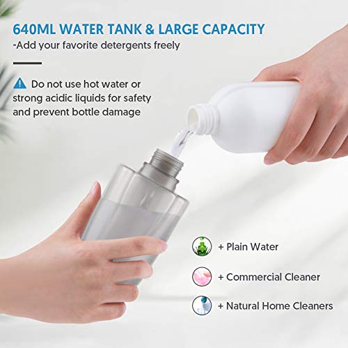 Microfiber Spray Floor Mops for Floors Cleaning, POPTEN 360 Degree Cleaning Kitchen Mop with 640ML Refillable Bottle,3 Washable Mop Pads and 1 Scraper Dust Mop Wet Mop for Laminate,Hardwood,Ceramic
