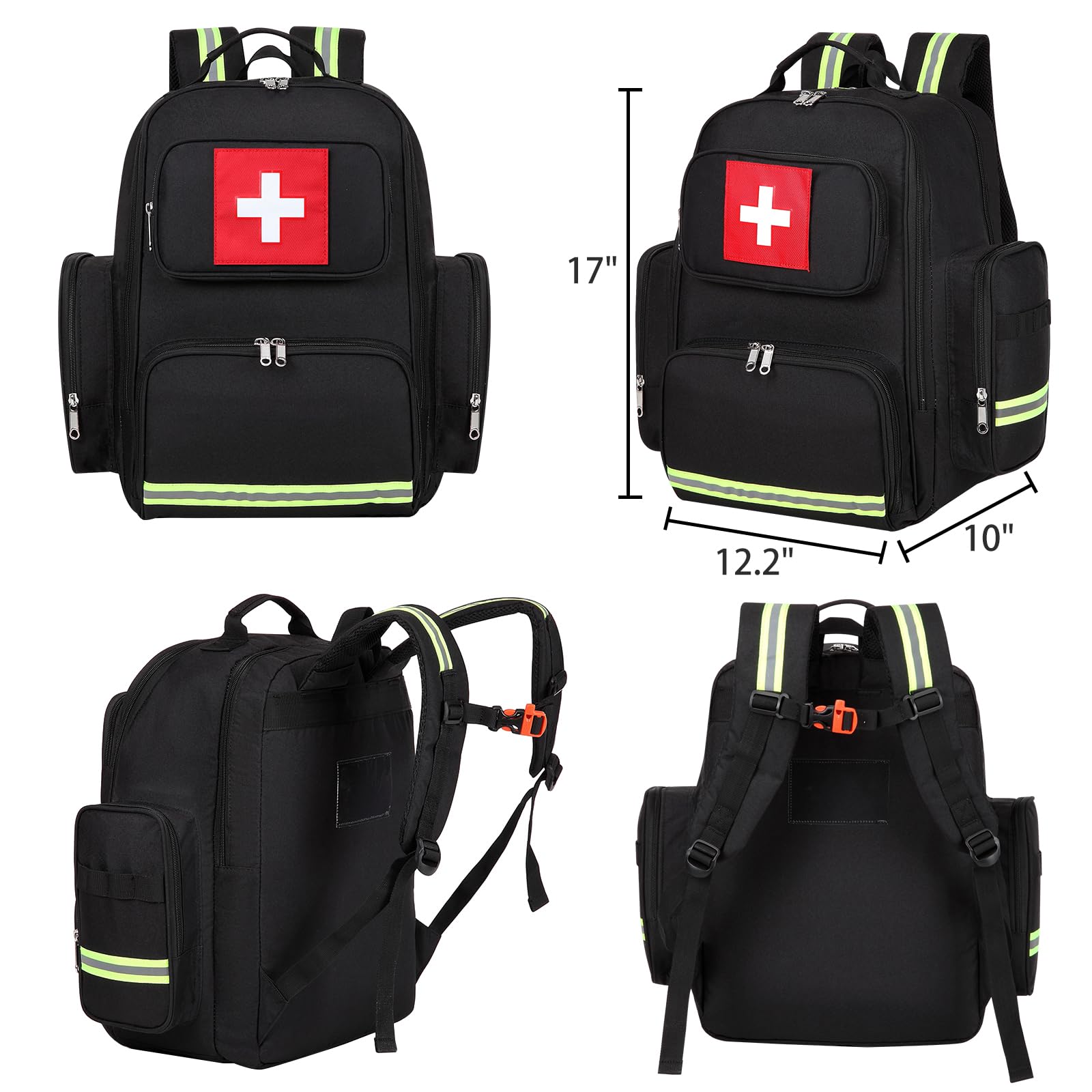 Gatycallaty First Aid Backpack Medical Emt First Responder Bag Empty Ems Emergency Home Health Hiking Trauma Travel Camping (Medium, Tropical Orange)