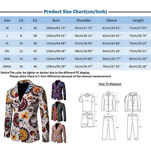 Men's Autumn And Winter Coats Jacket Casual Ethnic Retro Style Print Two Button Lapel Long Costume for Men