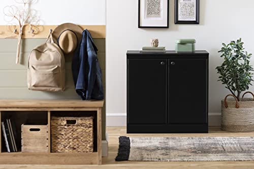 South Shore Morgan Small 2-Door Storage Cabinet Pure Black, 31.5" x 32 3/8" x 32 7/8"