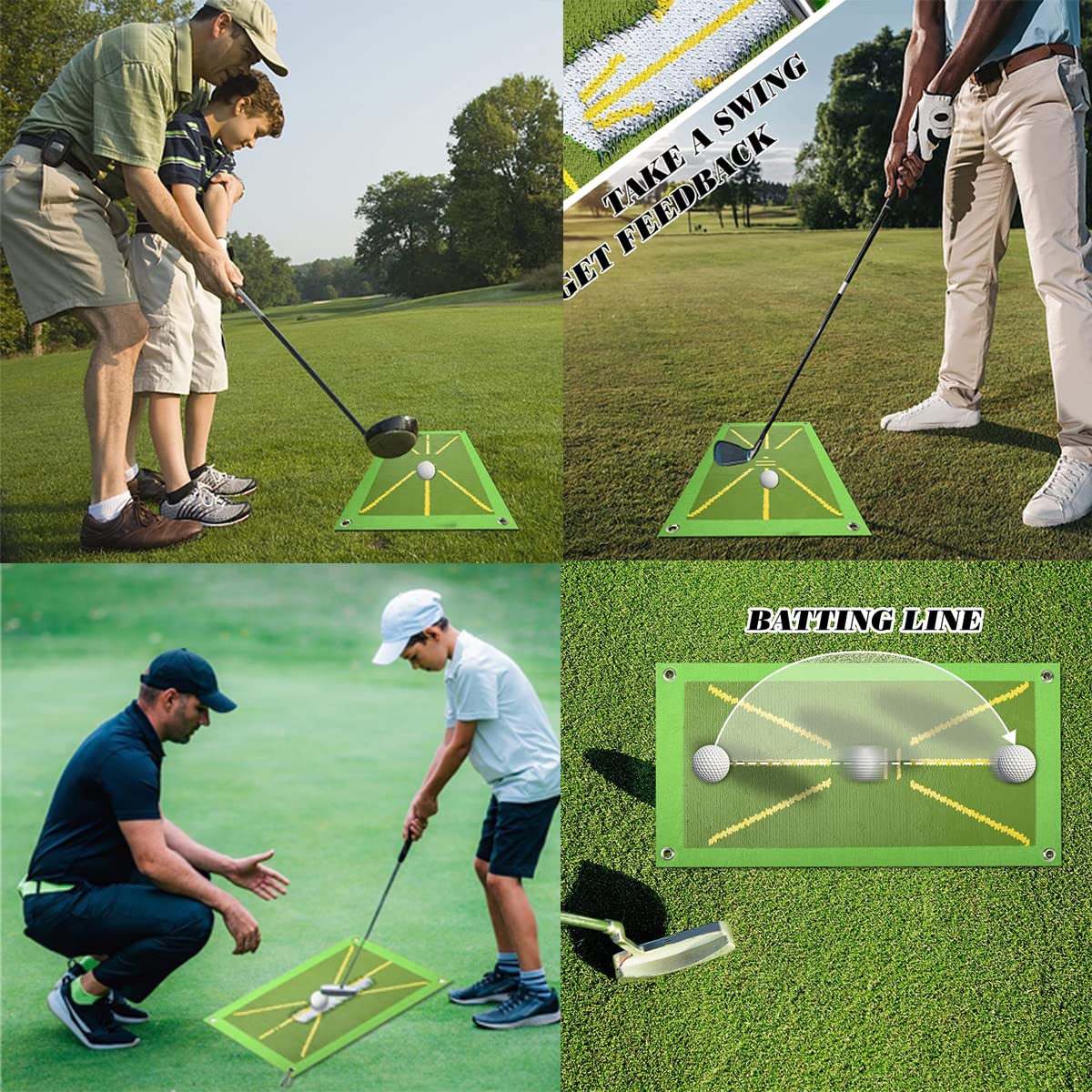 Golf Training Mat for Swing Detection Batting - Practice Golf Swing Path Mat Indoor Outdoor - Golf Swing Training Detection Mat - Golf Swing Impact Mat - Golf Swing Detection Hitting Mat