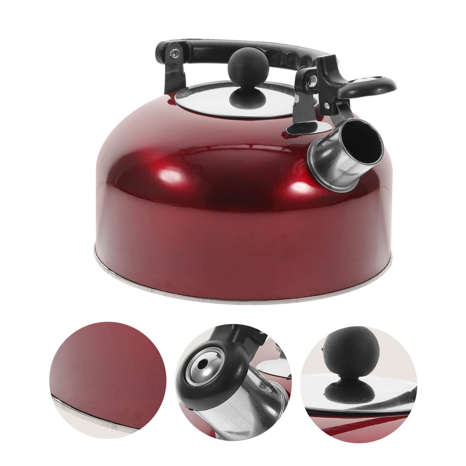 PRETYZOOM Whistling Buzzing Kettle Japanese Tea Kettle Stovetop Teapot Japanese Hemispherical Stove Teapots Espresso Machines Metal Large Teapot Red Classic Stainless Steel Blooming
