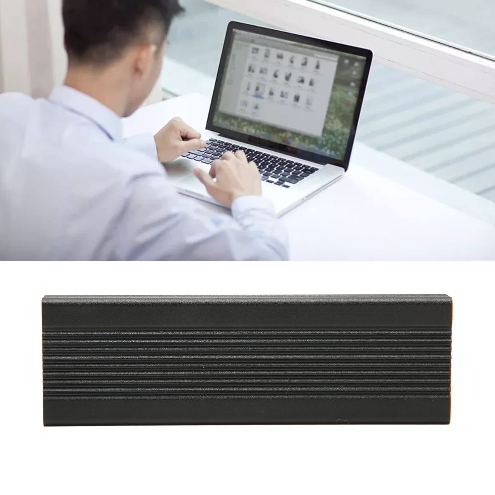 M.2 NVME SSD Enclosure, Slim Design Dual Protocol High Speed 10Gbps SATA SSD Enclosure Plug and Play for 2260mm (Black with C Cable)