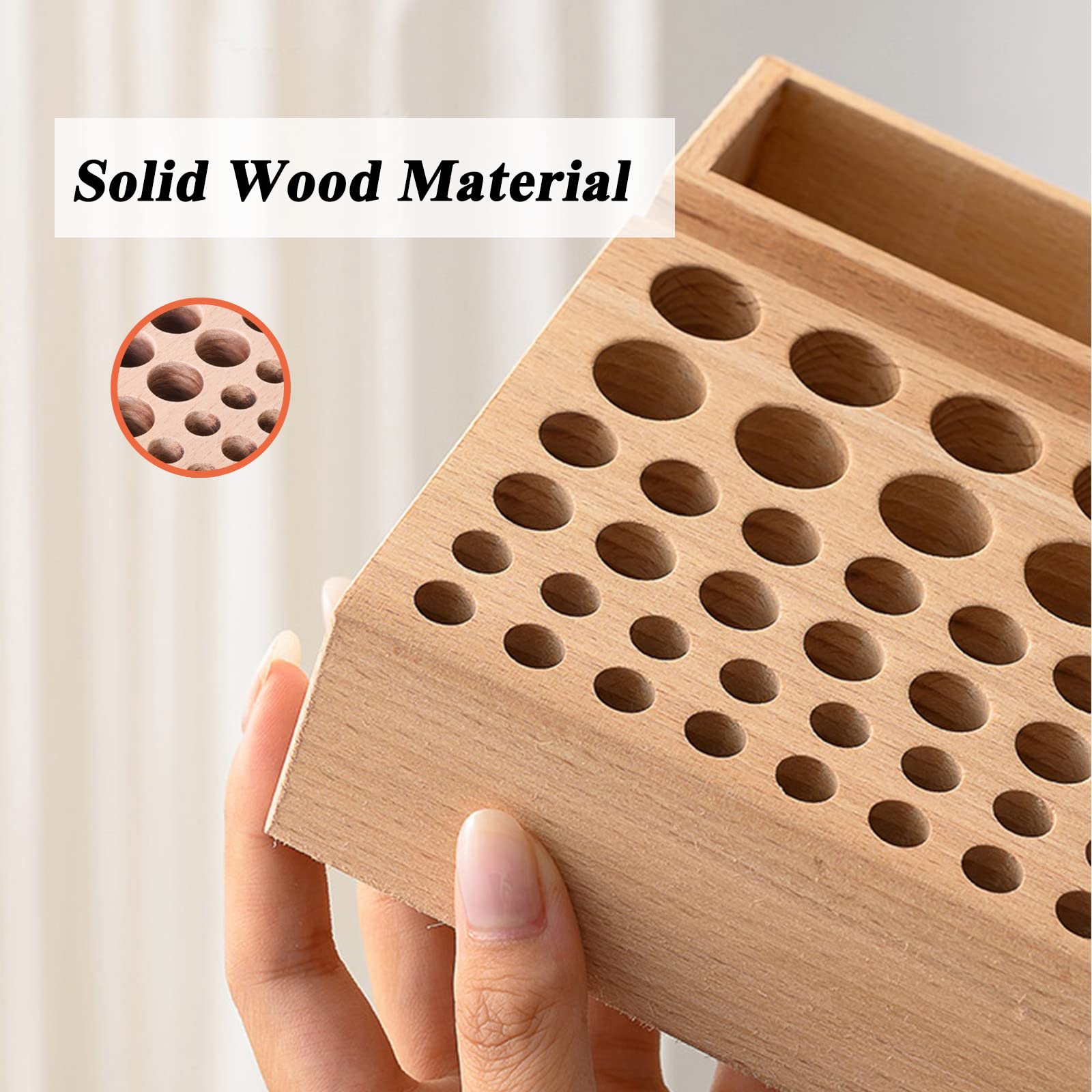 Professional Leather Craft Tool Holder, 98 Holes Wooden Leathercraft Tool Stand Organizer with 3 Slots, Large Tool Rack Storage