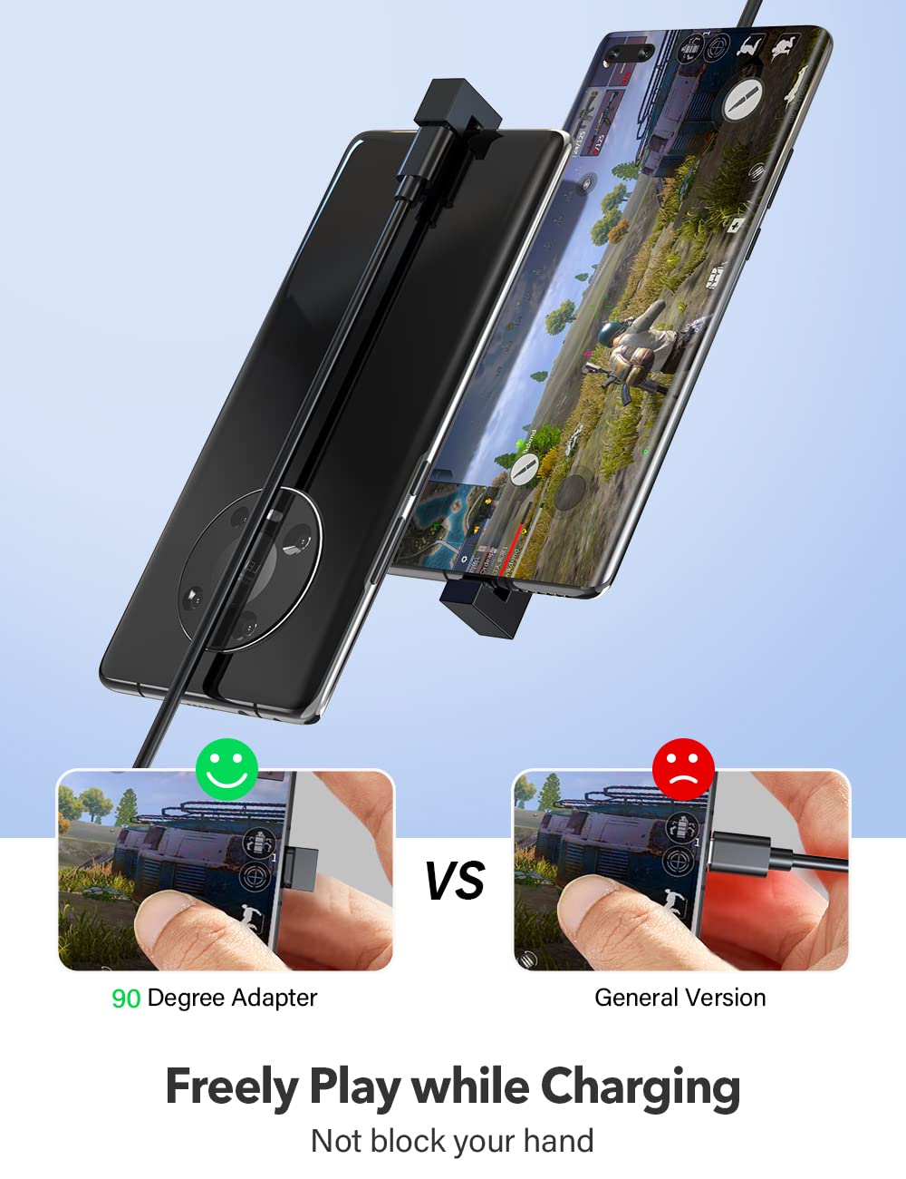 UPERFECT USB C U Shape Adapter, 360 Degree Angled USB 3.1 Type C (USB-C) Male to Female U Shape Adapter 4K144hz Resolution 10Gbps for Monitor,Laptop, Tablet & Mobile Phone