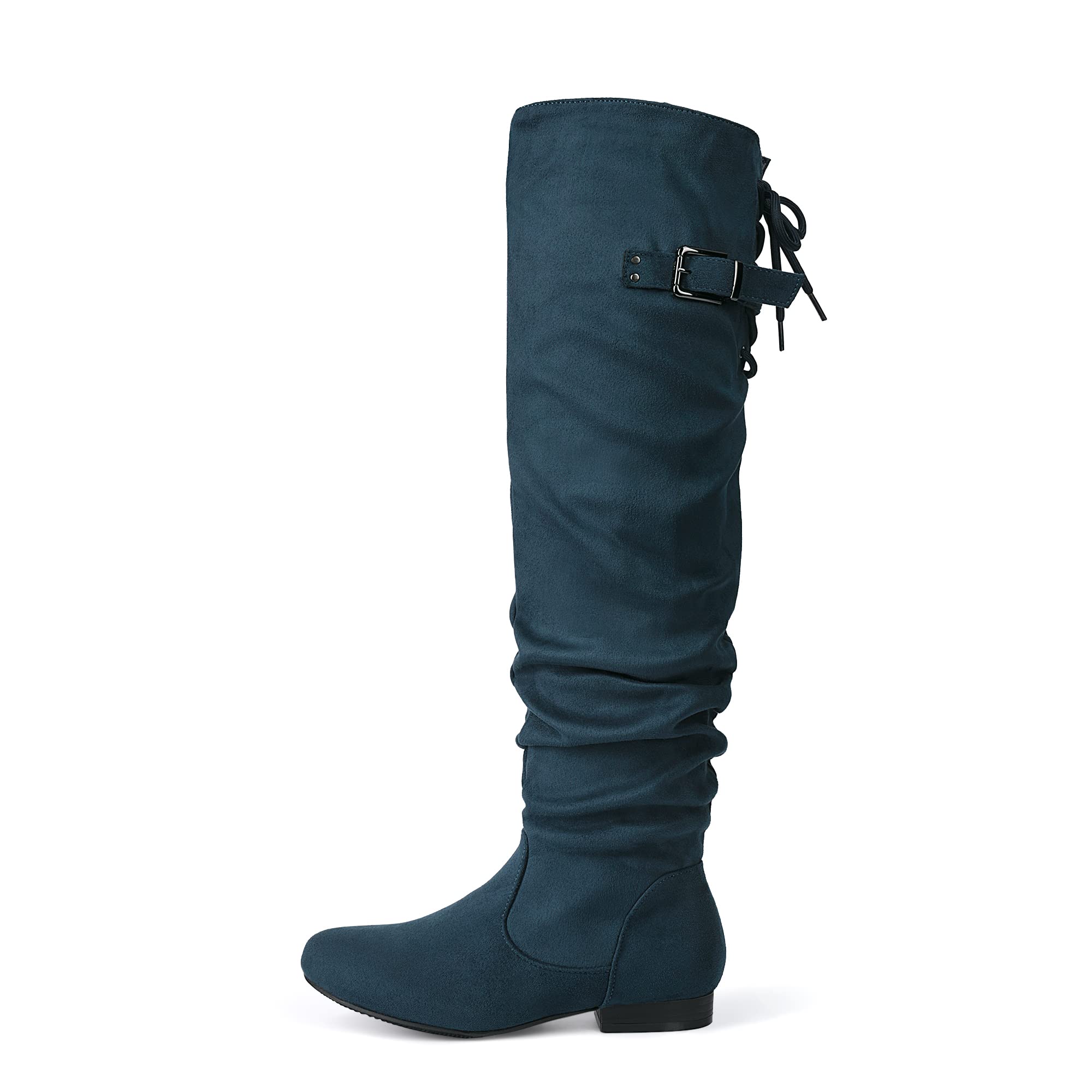 DREAM PAIRS Women's Colby Blue Over The Knee Pull On Boots - 9 M US