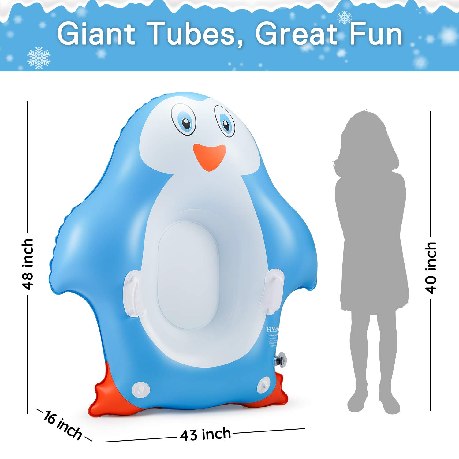 HAPAH Inflatable Snow Tubes for Kids (Penguin Style)