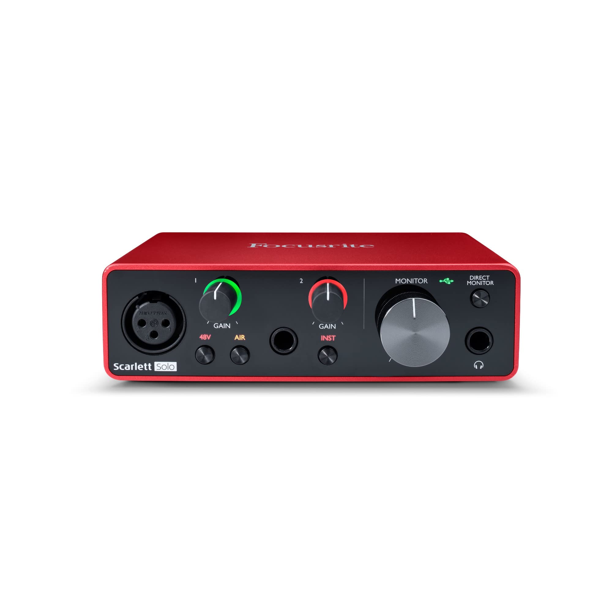 Focusrite Scarlett Solo 3rd Gen USB Audio Interface Bundle with 10-Feet 1/4 to 1/4 Inch 8mm TS Cable (2 Items), Monitor