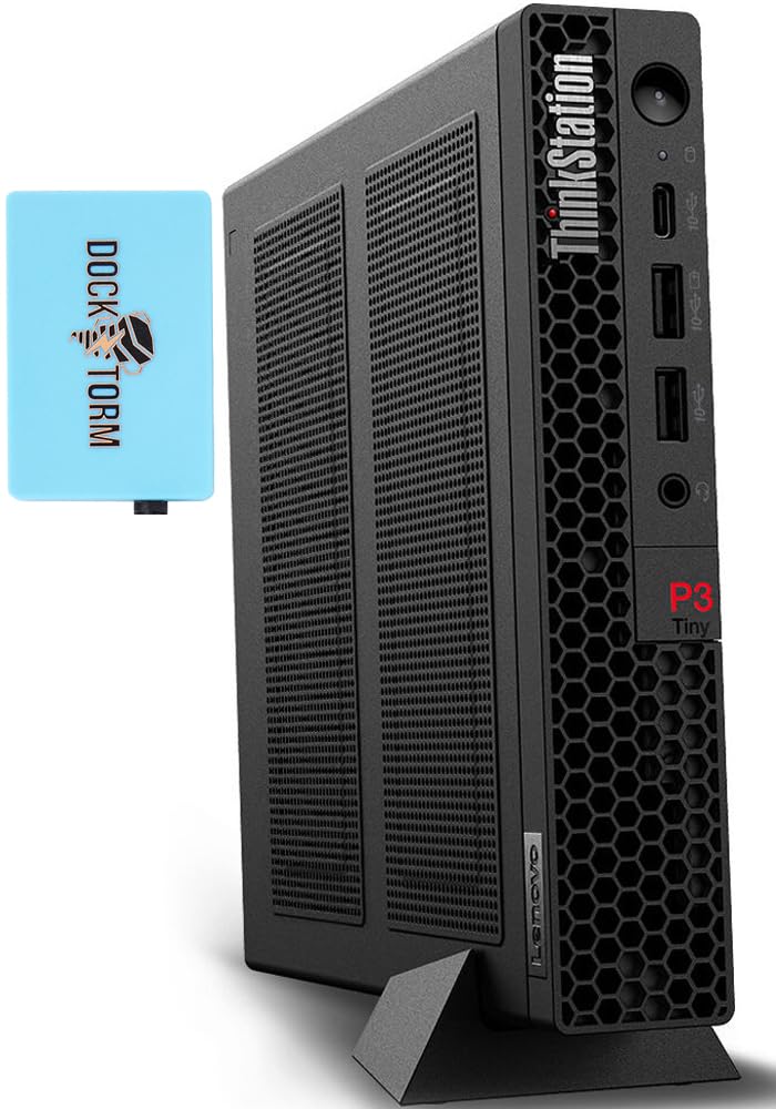 Lenovo ThinkStation P3 Tiny WiFi Business Mini Desktop (Intel i7-13700T 16-Core, 32GB RAM, 512GB PCIe SSD, T1000, Bluetooth, HDMI, USB 3.2, Black, Win 11 Pro) with Hub