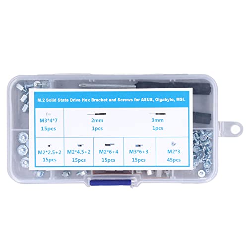 M.2 SSD Fixing Studs, Carbon Steel Easy To Operate High Hardness Laptop Repair Screws Multifunctional Standard Sizes for Motherboard Mounting