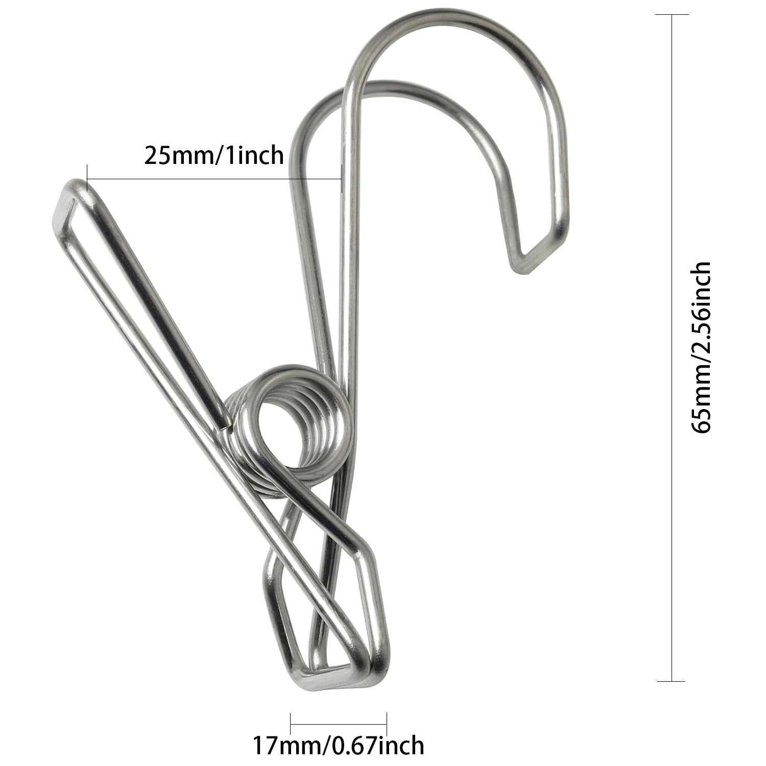 Pro Bamboo Kitchen 12PCS Stainless Steel Short Tail Drying Clothes Clips with Hooks Heavy Duty Multi-Functional for Displaying Items Document Storage Hooks Universal Clips Kitchen Bathroom Hanging