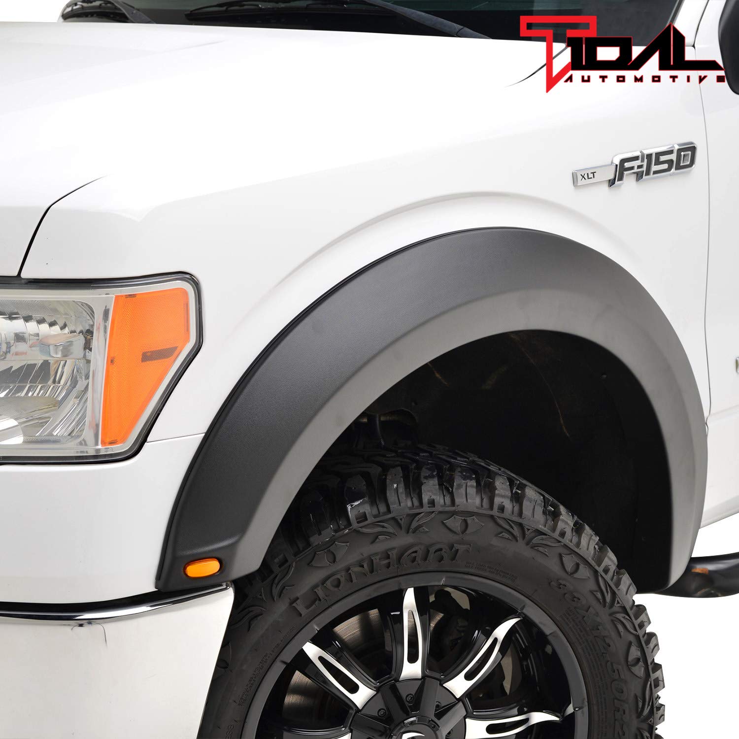 EAG Front and Rear Fender Flares with LED Lights 4PCS ABS Plastic Fit for 2009-2014 F-150 Models