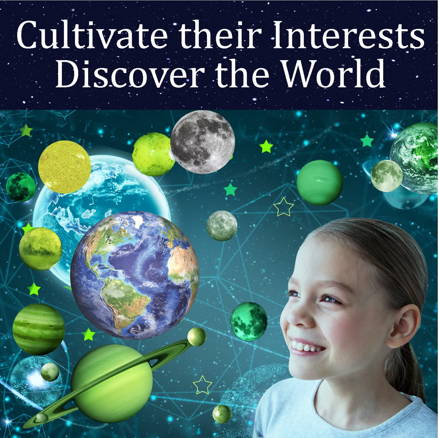 Hello World 200pcs Glow in The Dark Stars and Planets, Bright Solar System Wall Stickers, All Glowing 15 Planets Dwarf Pluto Moon Sun 173 Stars, 12 Shooting Stars 4 Rockets, Ceiling Wall Decals