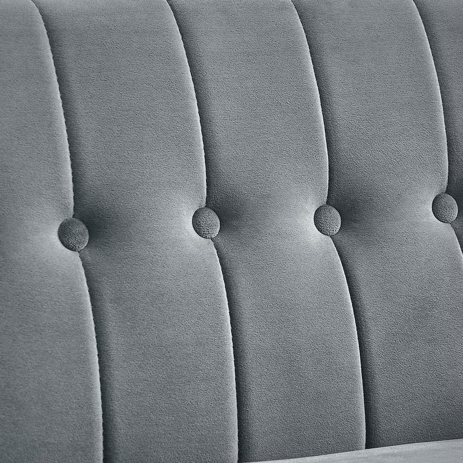 ONBRILL Loveseat Sofa Bed, Grey Couch Bed Mid-Century Modern Sleeper Sofa, Velvet Couch Convertible Futon Sofa Bed, Small Couch with Adjustable Backrest & Armrest, Love Seat Couches for Living Room