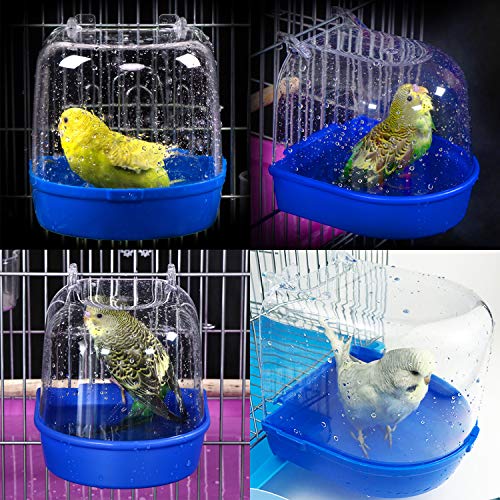 YJJKJ Caged Bird Bath Bird Cage Parrot Supplies Bathing Tub for Small Brids Canary Budgerigar Cockatiel Lovebird(Random Color)