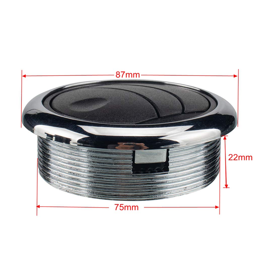 Didiseaon Air Conditioner Ceiling Vent Outlet Round A/C Electroplate Corner Vents for RV Bus Electric Car Caravan Diamter 87mm/75mm Tube Size 70mm
