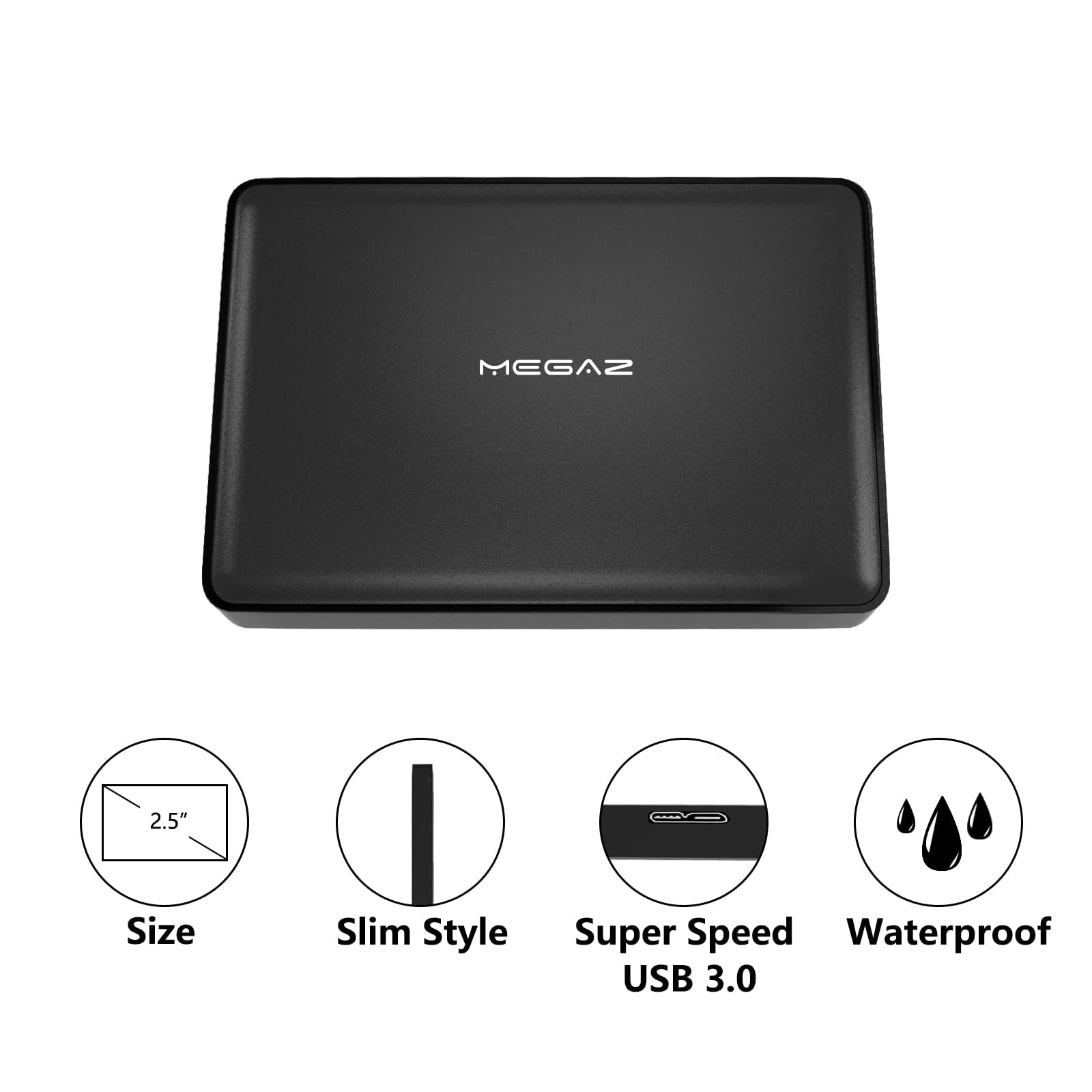 MegaZ 120GB External Hard Drive Backup Slim 2.5'' Portable HDD USB 3.0 for PC, Mac, Laptop, Chromebook, 3 Year Warranty