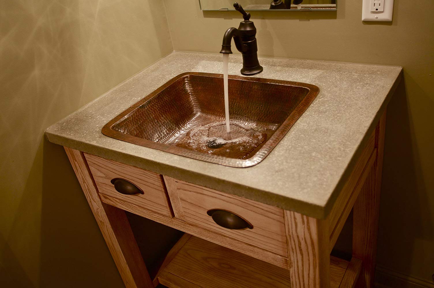 Premier Copper Products LREC19DB 19-Inch Hammered Copper Bathroom Sink, Oil Rubbed Bronze
