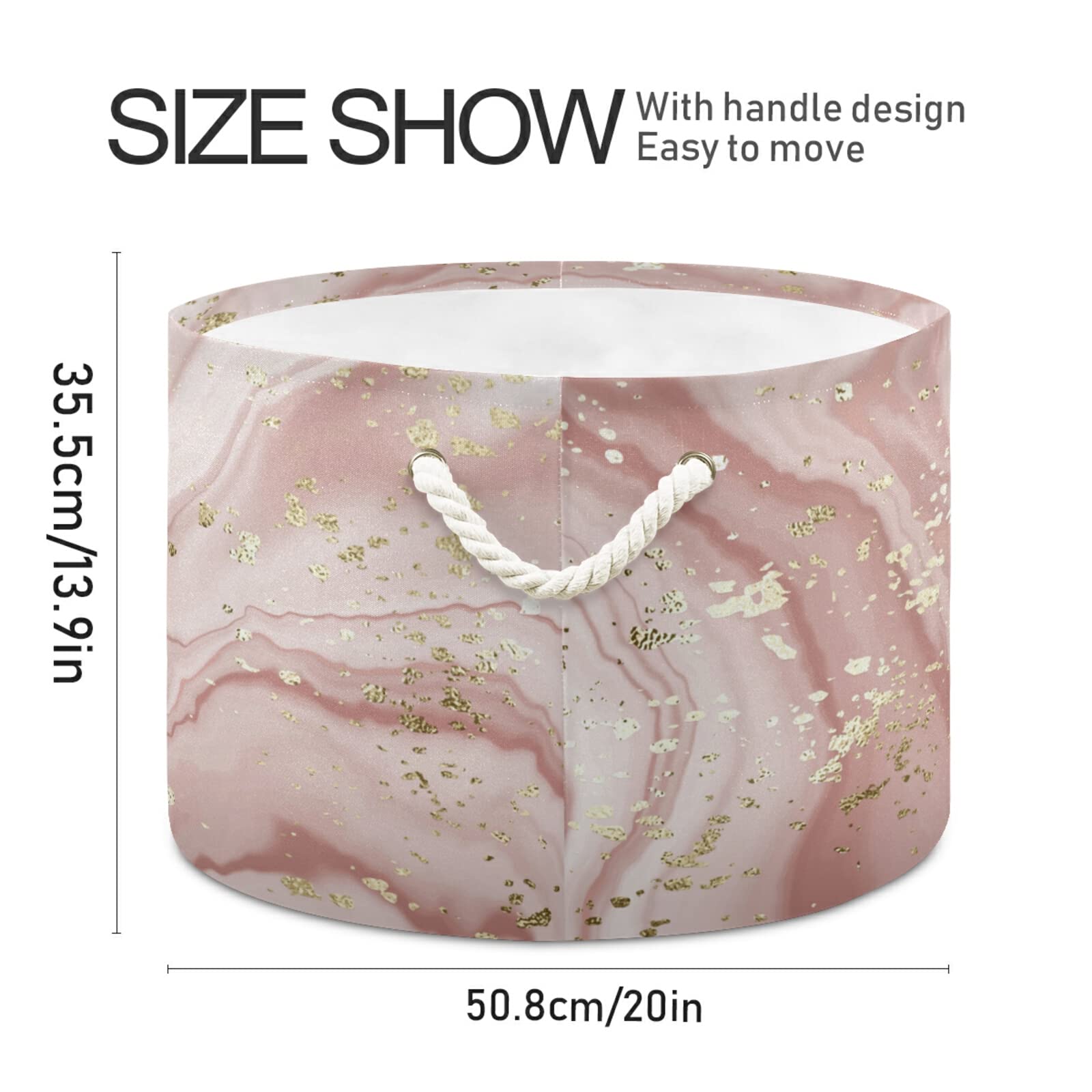 xigua Cotton Rope Basket Rose Gold Abstract Marble Baby Laundry Basket Blanket Kids Toy Storage Basket Glove Box