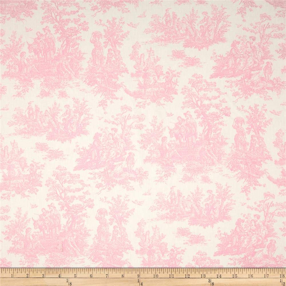 Premier Prints Jamestown Toile Baby Pink, Fabric by the Yard