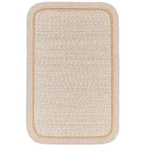 Super Area Rugs Wool Braided Casual Rug American Made Soft Textured Carpet, Neutral, 4' X 6'