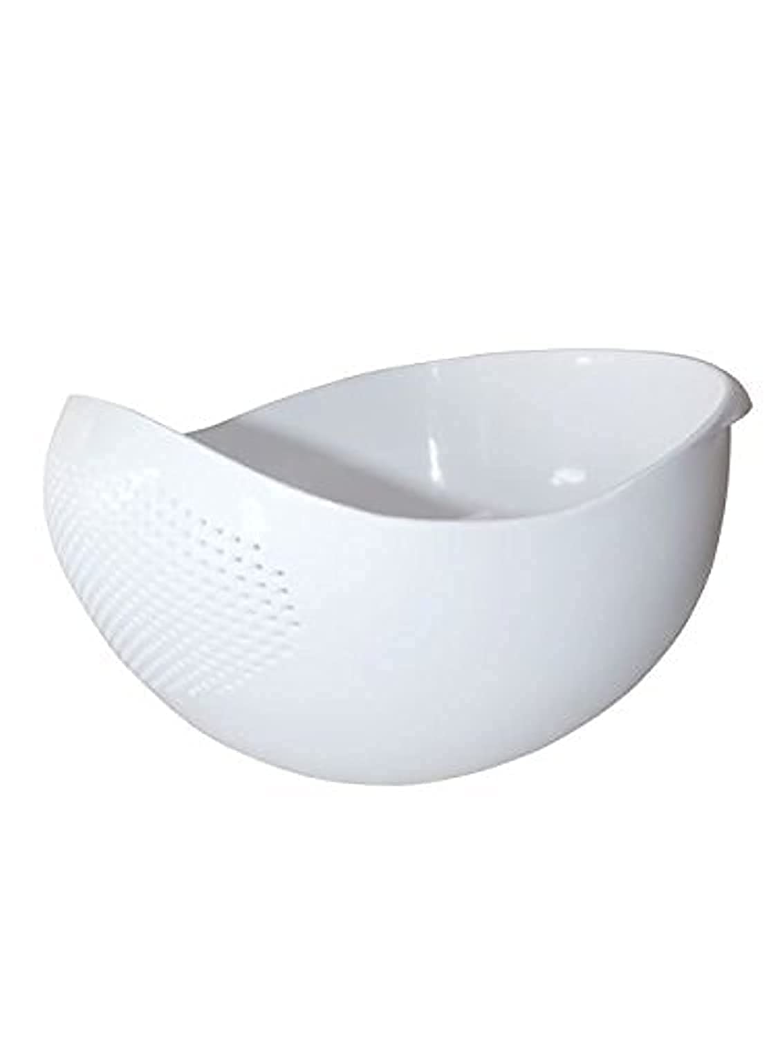 Japanese Design 4.2Qt (4L) Rice Washer Strainer Colanders for Cleaning Vegetable, Fruit, Pasta (Big, White)