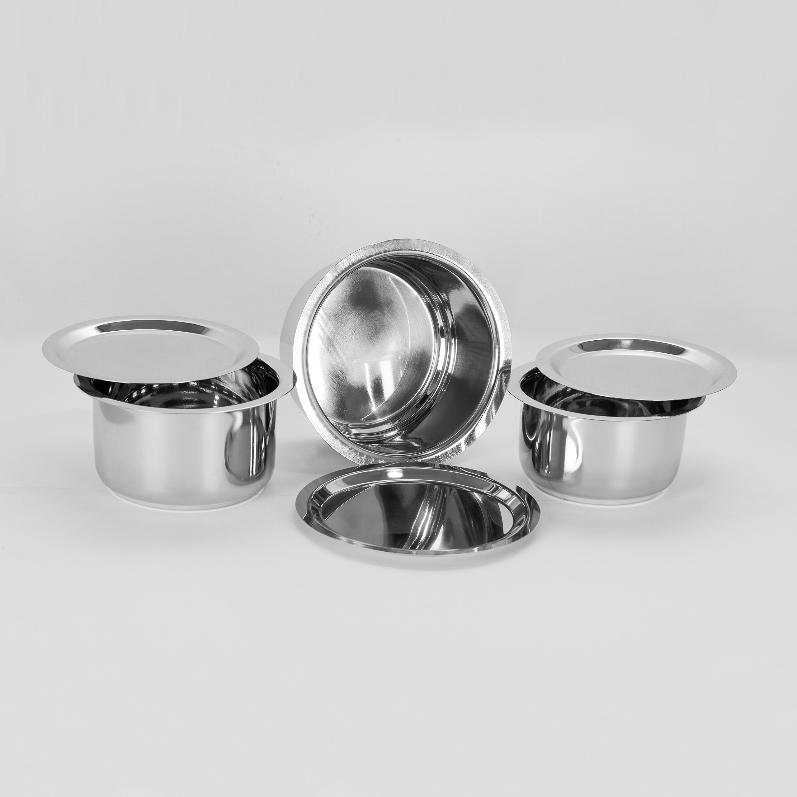 Sumeet 3 Pcs Stainless Steel Induction & Gas Stove Friendly Container Set/Tope/Cookware Set With Lids Size No.10 To No.12