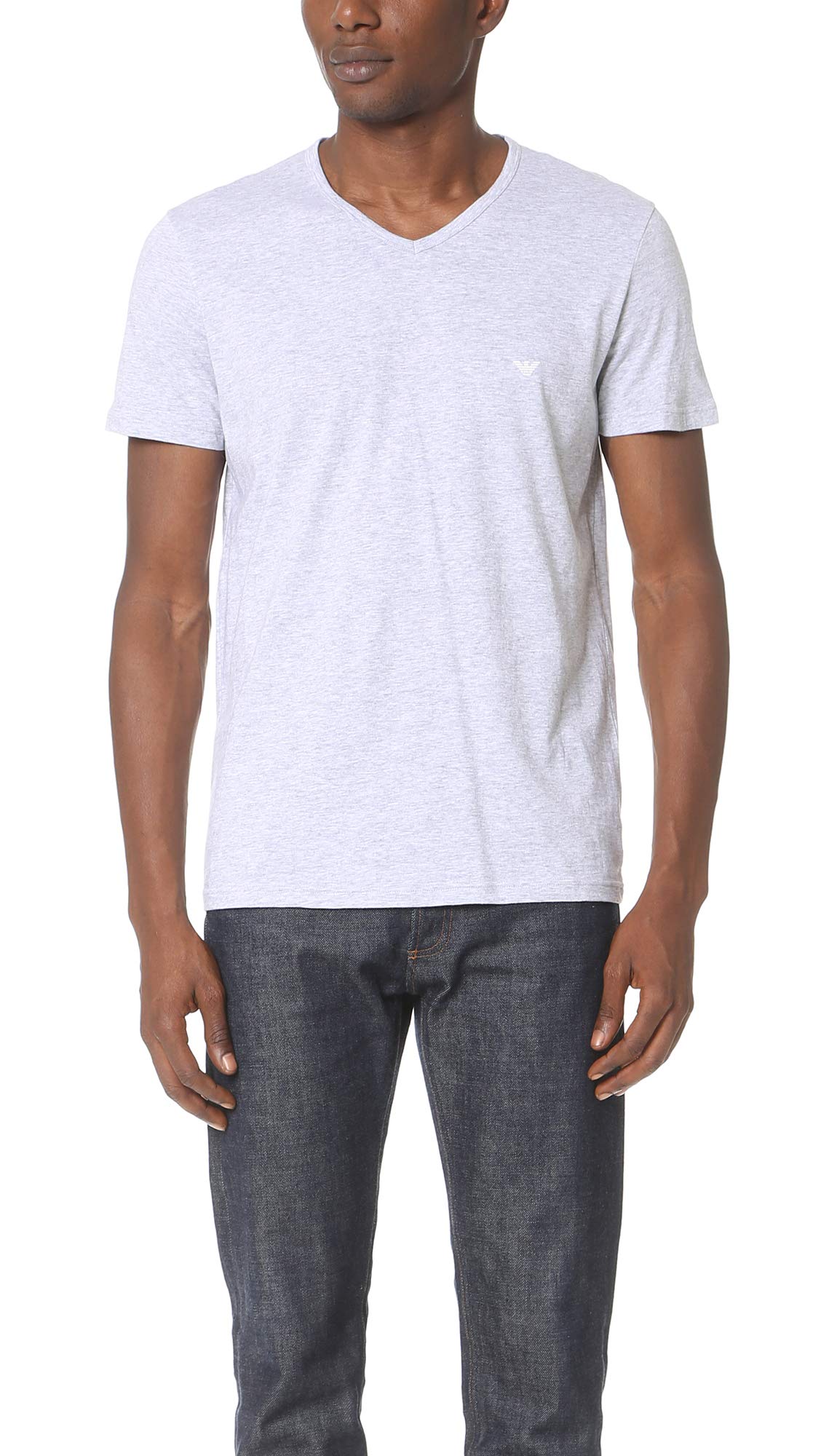 Emporio Armani Men's Cotton V-Neck T-Shirt, 3-Pack, Grey/White/Navy, Large