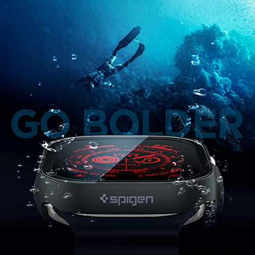 Spigen Thin Fit 360 Designed for Apple Watch Ultra 2/Apple Watch Ultra Case with Tempered Glass Screen Protector for Apple Watch Ultra 49mm Case - Black