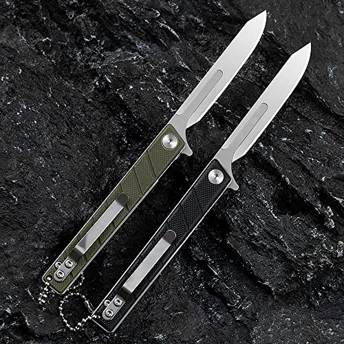 OLITANS G016 Mini Slim Folding Scalpel with 5pcs #24 and 5pcs #60 G10 Handle with Liner Lock, Utility EDC Pocket Knife with Back Clip(Black)